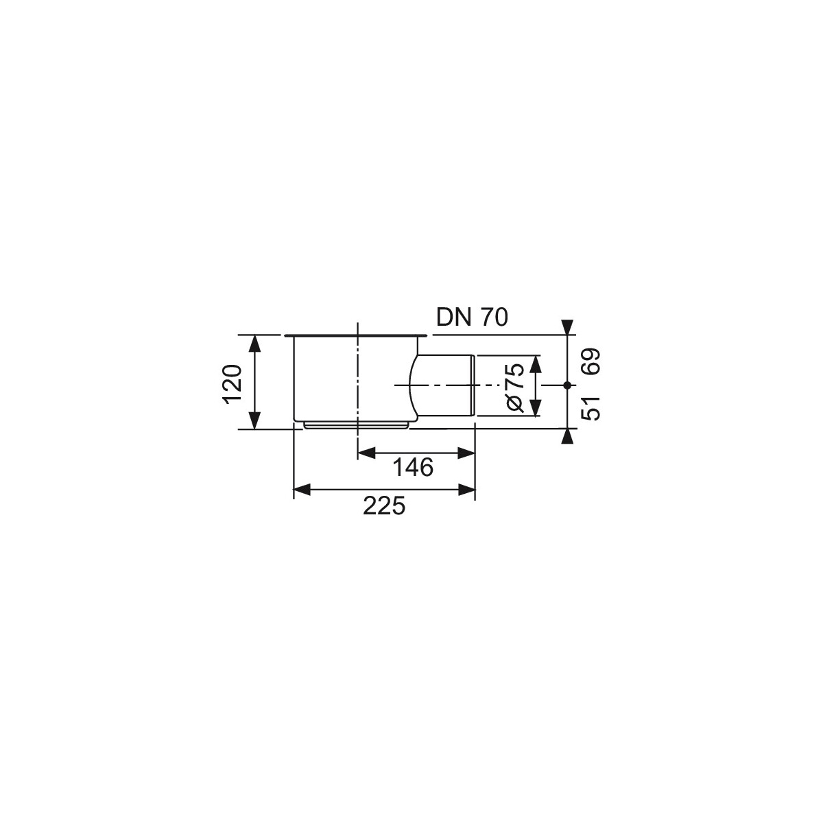 TECE Tecedrainline Ablauf max DN 70 seitlich 650002, 41,14